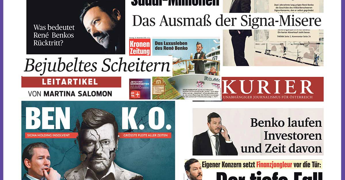 Mild und wild: Wie Kurier und Krone über die Pleite von René Benko ...